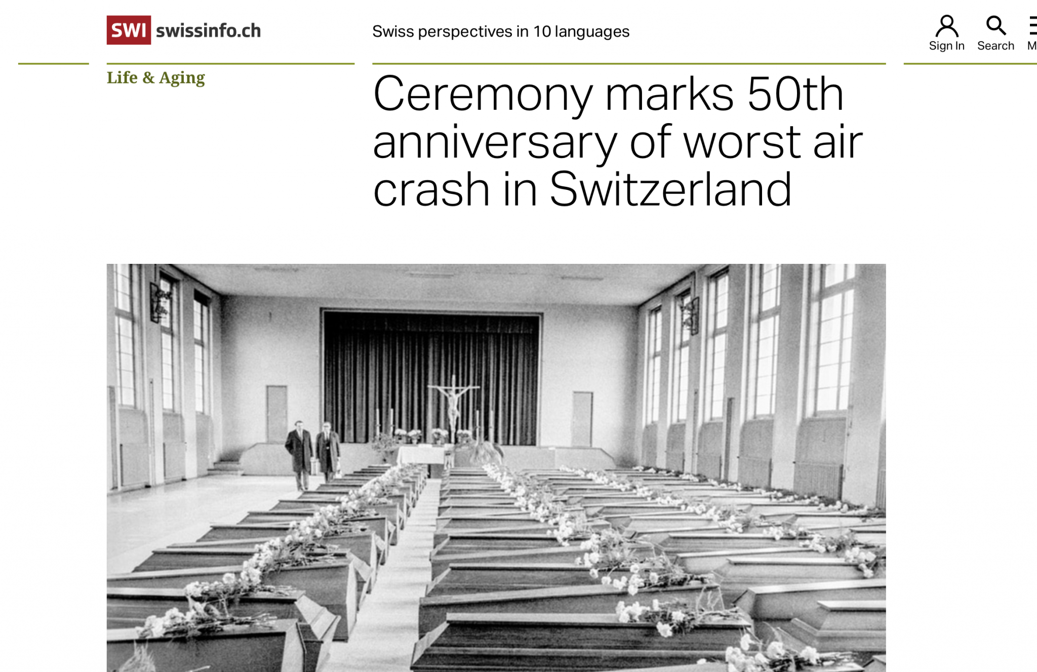 Ceremony marks 50th anniversary of worst air crash in Switzerland ...